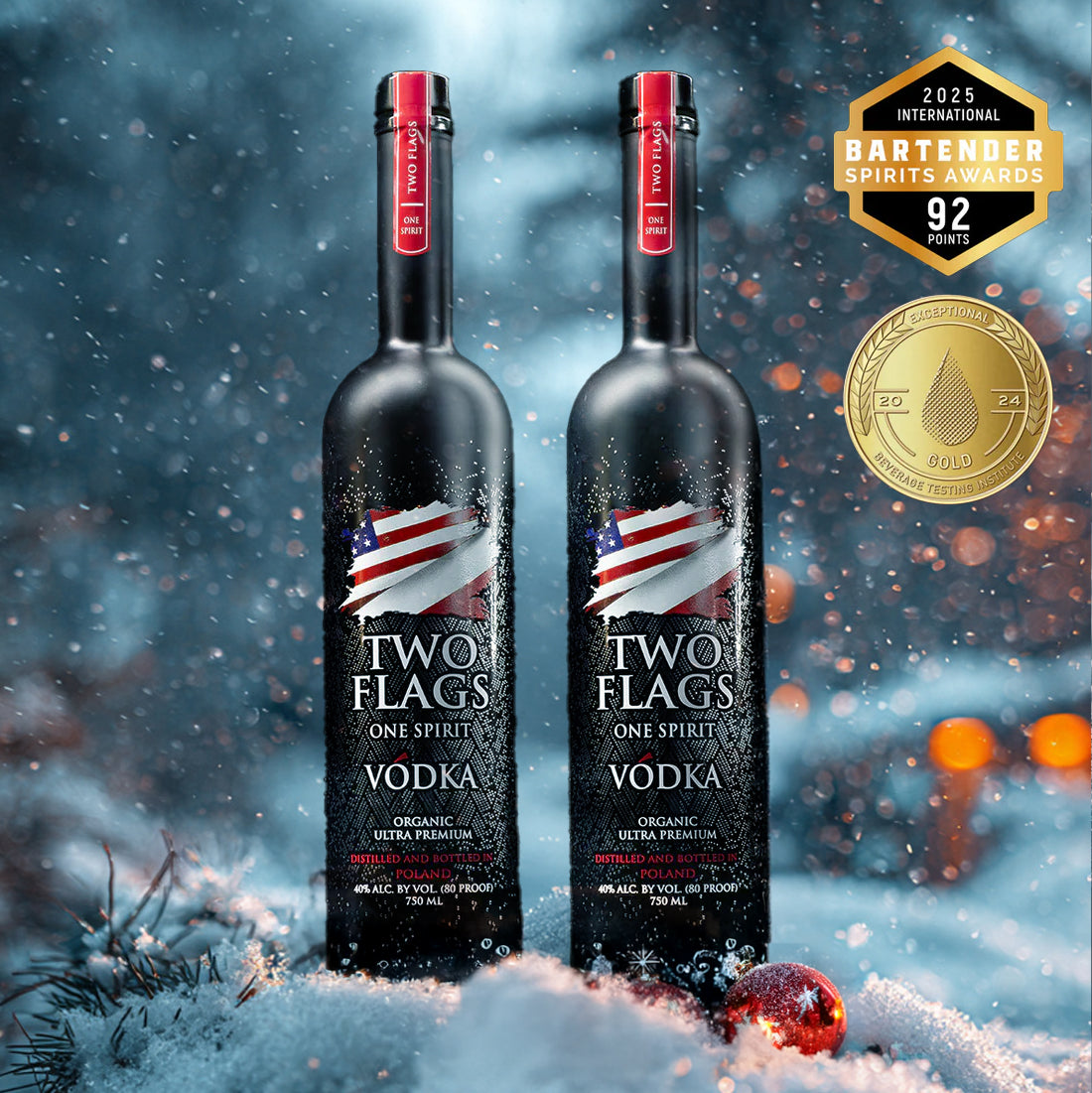 Polish Organic Vodka: Two Flags™ Ultra-Premium Spirits | 2 Bottles